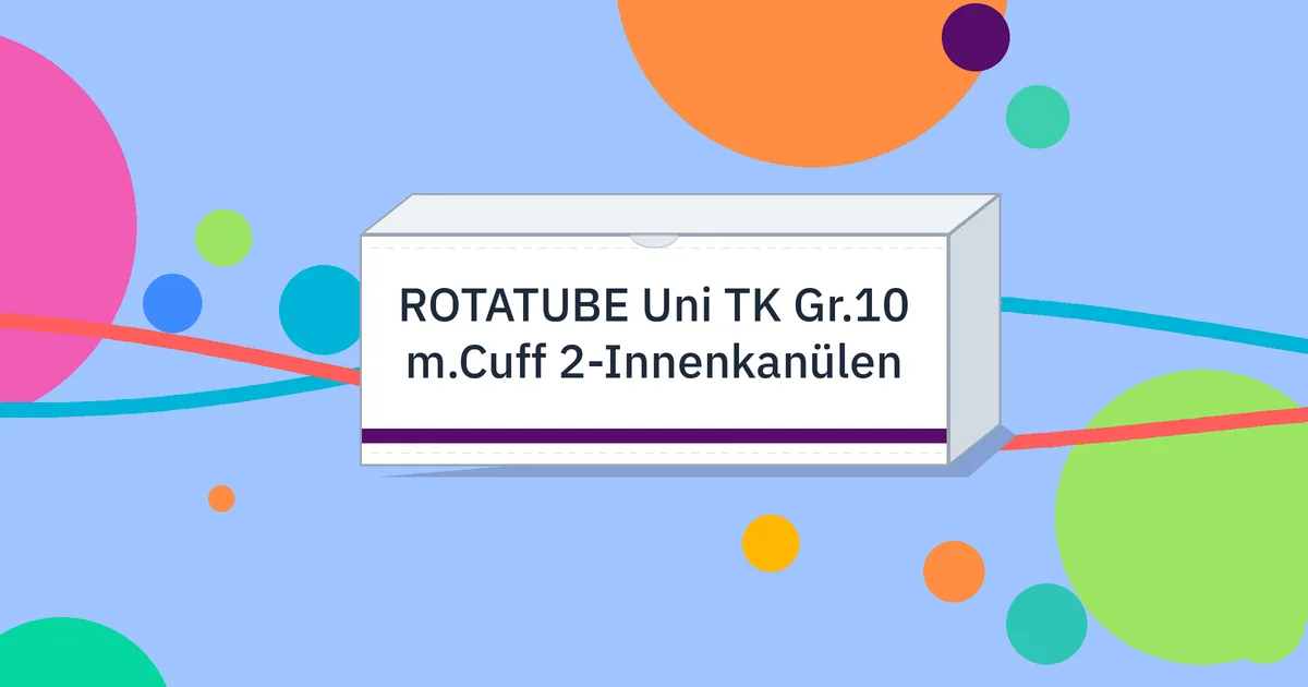 Symbolbild: Packung mit der Aufschrift ROTATUBE Uni TK Gr.10 m.Cuff 2-Innenkanülen (PZN 20925295) – Verfügbarkeit und Bezug in Apotheken in Frankfurt am Main