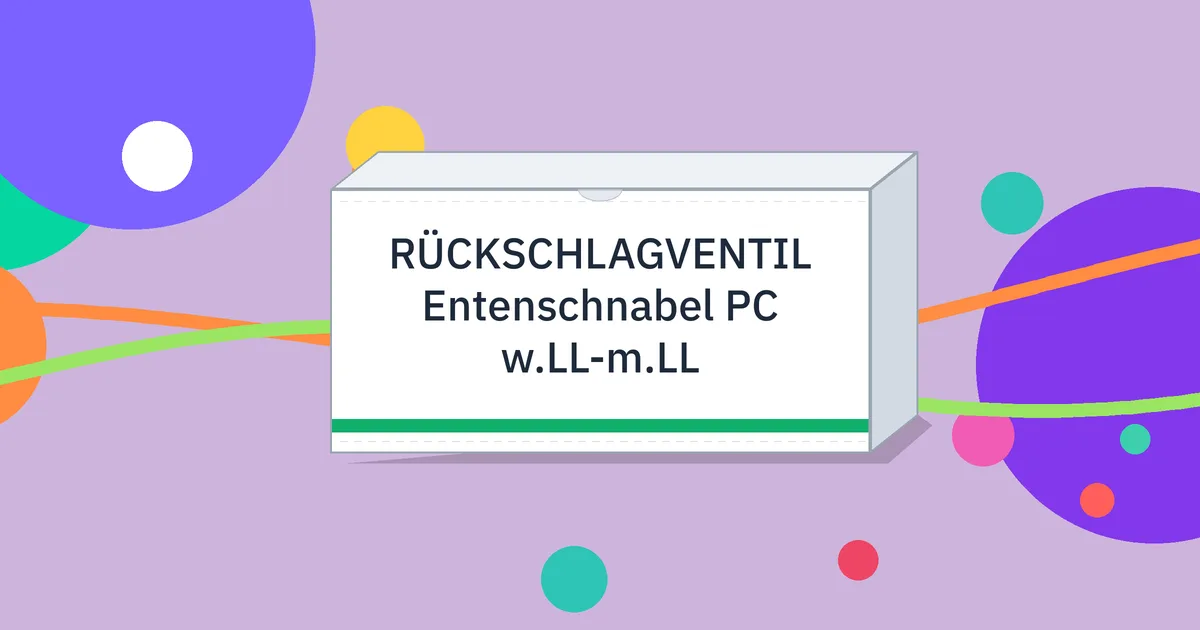 Symbolbild: Packung mit der Aufschrift RÜCKSCHLAGVENTIL Entenschnabel PC w.LL-m.LL (PZN 08428772) – Verfügbarkeit und Bezug in Apotheken in Frankfurt am Main
