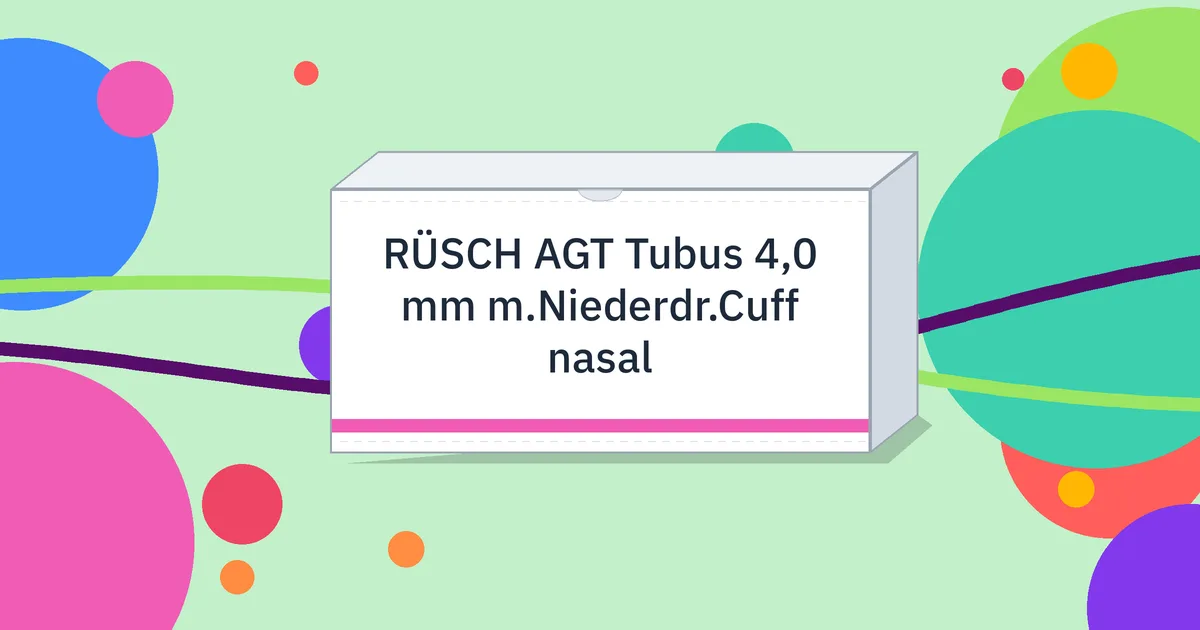 Symbolbild: Packung mit der Aufschrift RÜSCH AGT Tubus 4,0 mm m.Niederdr.Cuff nasal (PZN 06636696) – Verfügbarkeit und Bezug in Apotheken in Frankfurt am Main