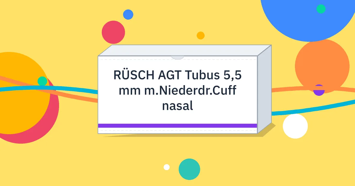Symbolbild: Packung mit der Aufschrift RÜSCH AGT Tubus 5,5 mm m.Niederdr.Cuff nasal (PZN 06636727) – Verfügbarkeit und Bezug in Apotheken in Frankfurt am Main