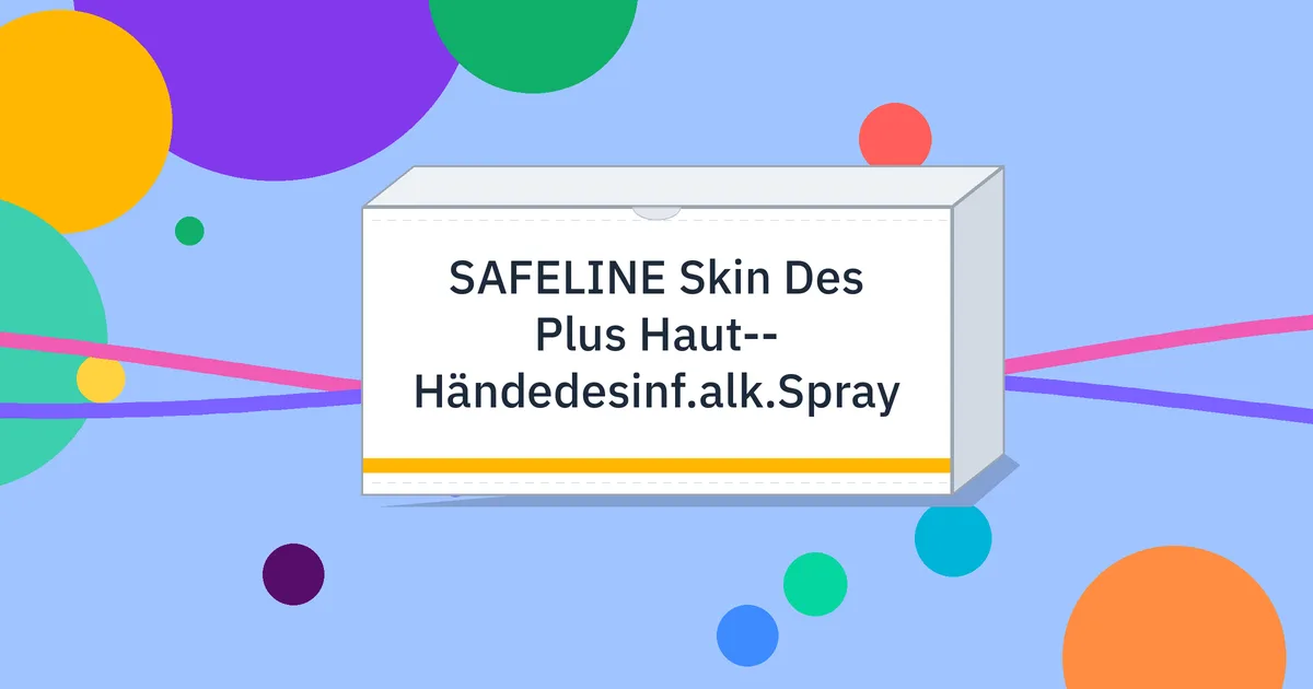 Symbolbild: Packung mit der Aufschrift SAFELINE Skin Des Plus Haut--Händedesinf.alk.Spray (PZN 10825799) – Verfügbarkeit und Bezug in Apotheken in Frankfurt am Main