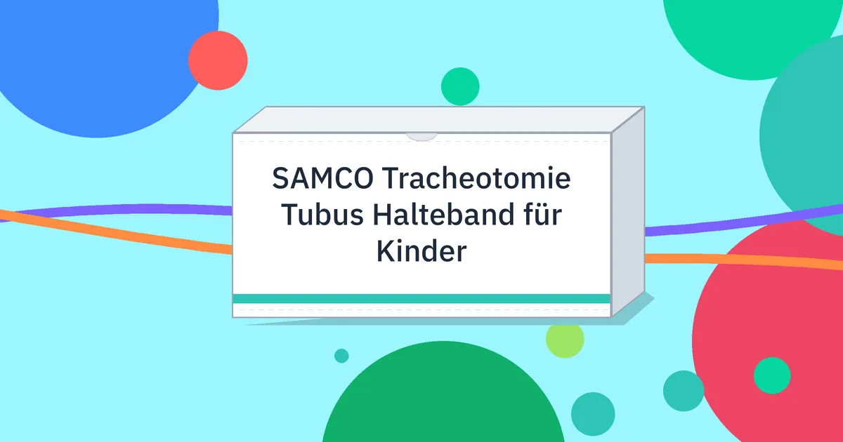 Symbolbild: Packung mit der Aufschrift SAMCO Tracheotomie Tubus Halteband für Kinder (PZN 16144623) – Verfügbarkeit und Bezug in Apotheken in Frankfurt am Main