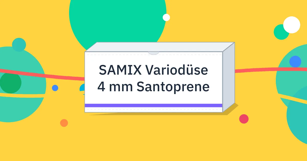 Symbolbild: Packung mit der Aufschrift SAMIX Variodüse 4 mm Santoprene (PZN 11525237) – Verfügbarkeit und Bezug in Apotheken in Frankfurt am Main