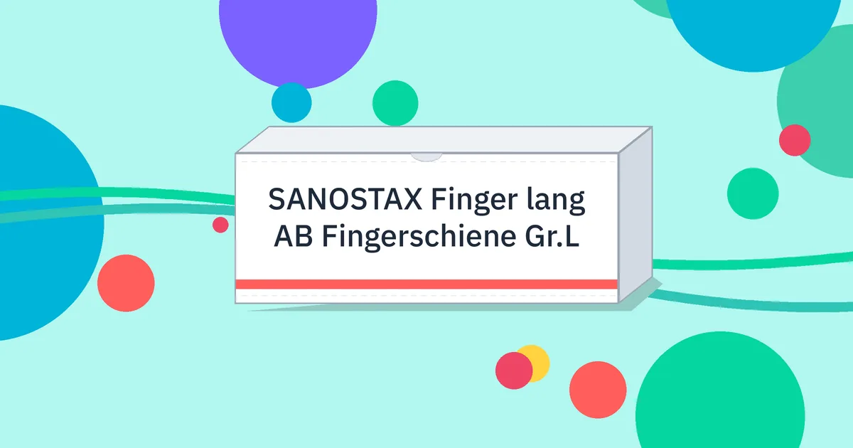 Symbolbild: Packung mit der Aufschrift SANOSTAX Finger lang AB Fingerschiene Gr.L (PZN 10197133) – Verfügbarkeit und Bezug in Apotheken in Frankfurt am Main