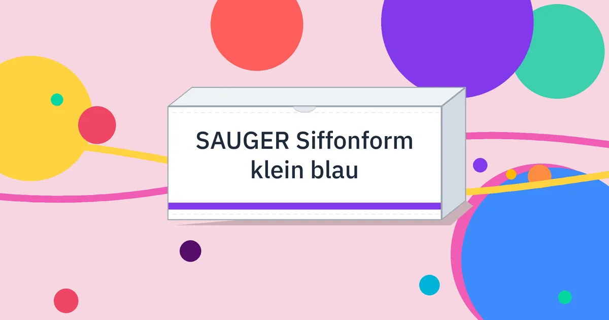 Symbolbild: Packung mit der Aufschrift SAUGER Siffonform klein blau (PZN 01724390) – Verfügbarkeit und Bezug in Apotheken in Frankfurt am Main