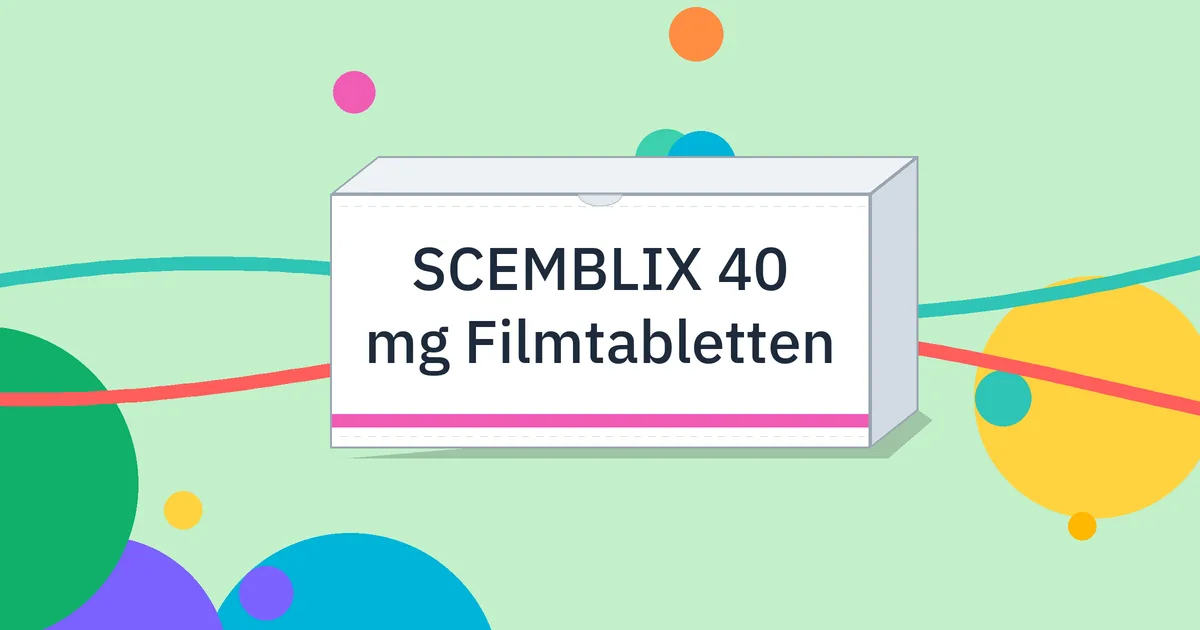 Symbolbild: Packung mit der Aufschrift SCEMBLIX 40 mg Filmtabletten (PZN 17582756) – Verfügbarkeit und Bezug in Apotheken in Frankfurt am Main