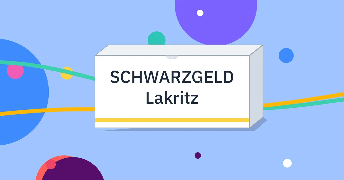 Symbolbild: Packung mit der Aufschrift SCHWARZGELD Lakritz (PZN 19231268) – Verfügbarkeit und Bezug in Apotheken in Frankfurt am Main