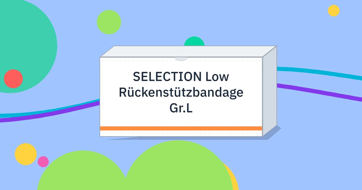 Symbolbild: Packung mit der Aufschrift SELECTION Low Rückenstützbandage Gr.L (PZN 19133465) – Verfügbarkeit und Bezug in Apotheken in Frankfurt am Main