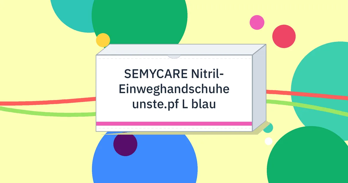 Symbolbild: Packung mit der Aufschrift SEMYCARE Nitril-Einweghandschuhe unste.pf L blau (PZN 17621947) – Verfügbarkeit und Bezug in Apotheken in Frankfurt am Main