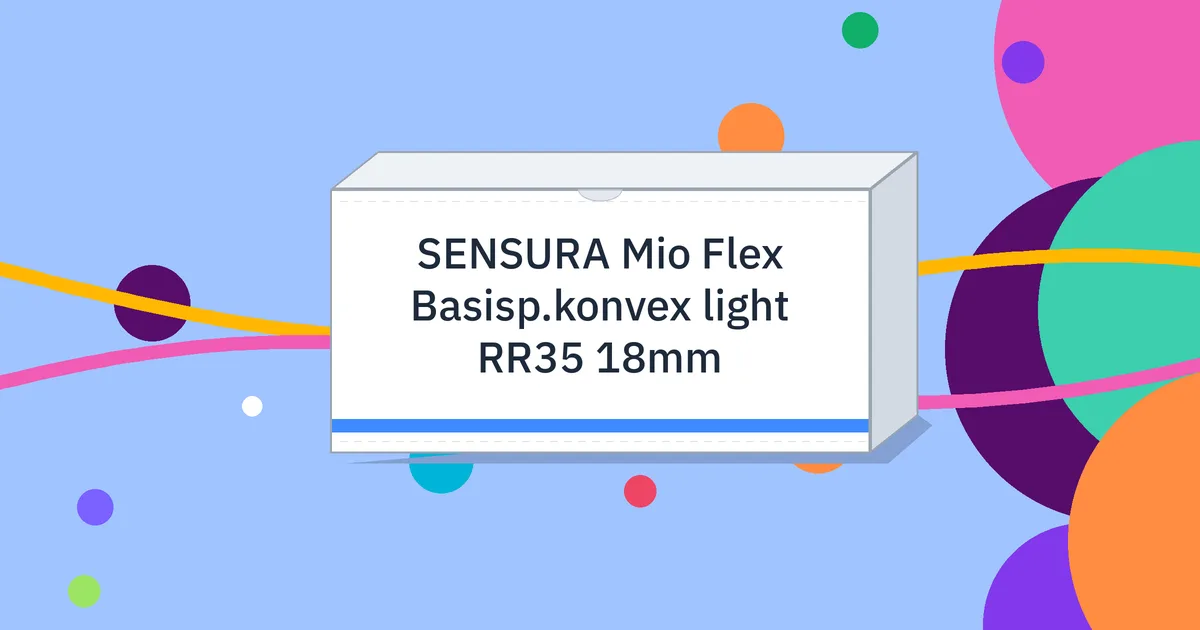 Symbolbild: Packung mit der Aufschrift SENSURA Mio Flex Basisp.konvex light RR35 18mm (PZN 10857871) – Verfügbarkeit und Bezug in Apotheken in Frankfurt am Main