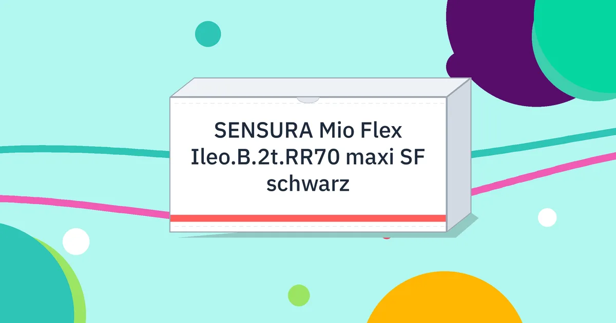 Symbolbild: Packung mit der Aufschrift SENSURA Mio Flex Ileo.B.2t.RR70 maxi SF schwarz (PZN 19974762) – Verfügbarkeit und Bezug in Apotheken in Frankfurt am Main