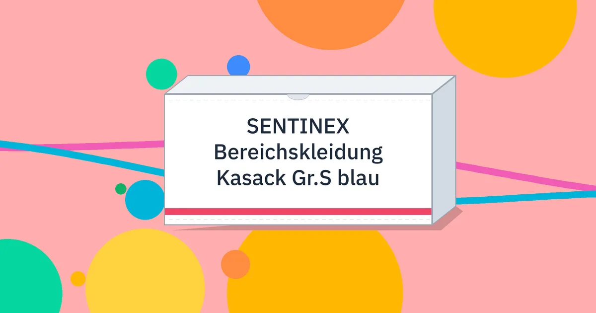 Symbolbild: Packung mit der Aufschrift SENTINEX Bereichskleidung Kasack Gr.S blau (PZN 09285642) – Verfügbarkeit und Bezug in Apotheken in Frankfurt am Main