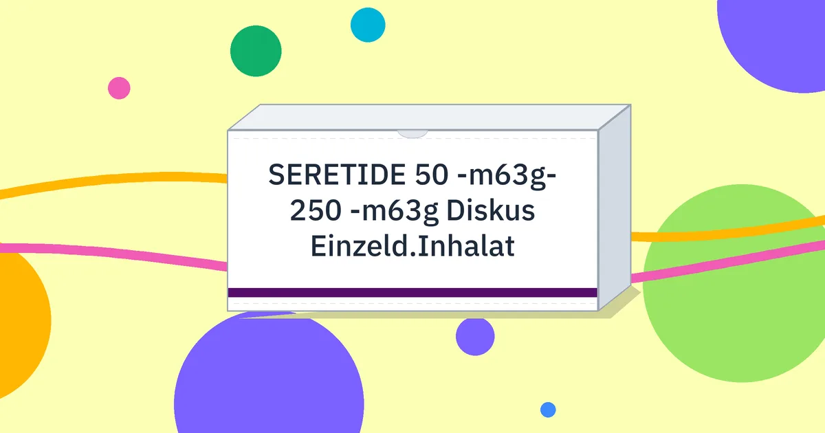 Symbolbild: Packung mit der Aufschrift SERETIDE 50 -m63g-250 -m63g Diskus Einzeld.Inhalat (PZN 06815884) – Verfügbarkeit und Bezug in Apotheken in Frankfurt am Main