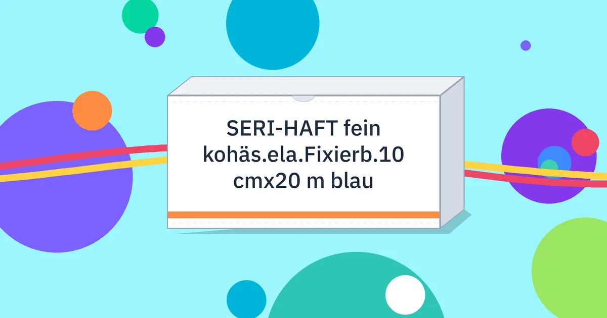 Symbolbild: Packung mit der Aufschrift SERI-HAFT fein kohäs.ela.Fixierb.10 cmx20 m blau (PZN 14381402) – Verfügbarkeit und Bezug in Apotheken in Frankfurt am Main