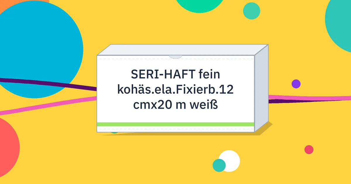Symbolbild: Packung mit der Aufschrift SERI-HAFT fein kohäs.ela.Fixierb.12 cmx20 m weiß (PZN 19836758) – Verfügbarkeit und Bezug in Apotheken in Frankfurt am Main