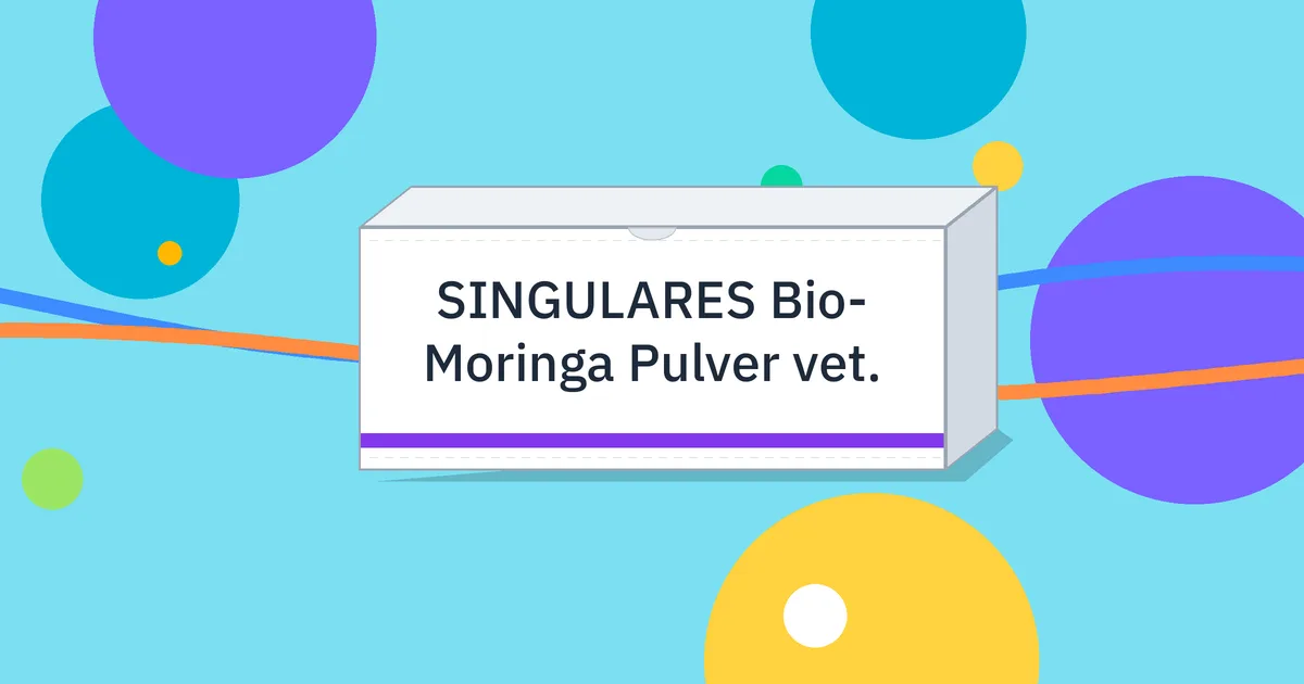 Symbolbild: Packung mit der Aufschrift SINGULARES Bio-Moringa Pulver vet. (PZN 12502712) – Verfügbarkeit und Bezug in Apotheken in Frankfurt am Main