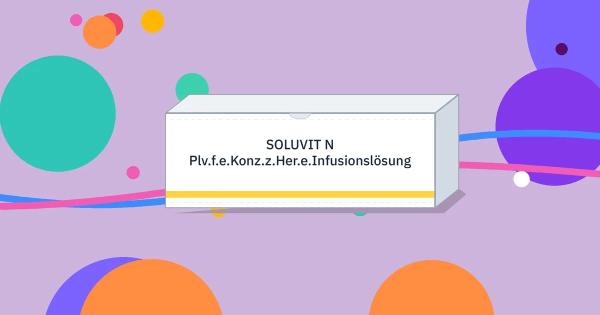 Symbolbild: Packung mit der Aufschrift SOLUVIT N Plv.f.e.Konz.z.Her.e.Infusionslösung (PZN 10744380) – Verfügbarkeit und Bezug in Apotheken in Frankfurt am Main