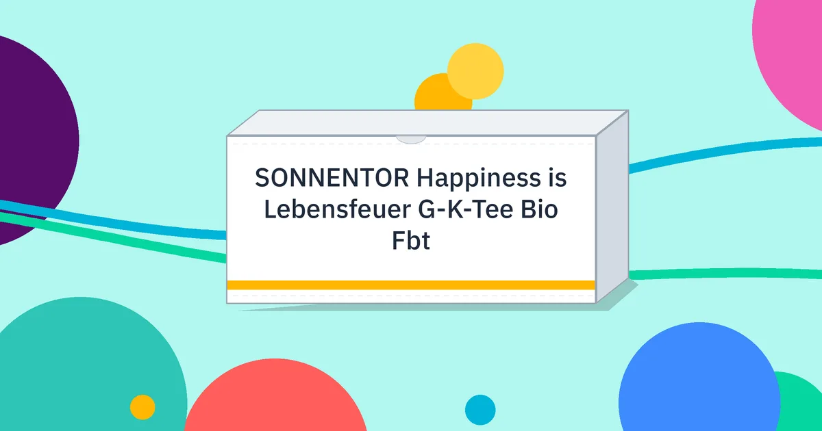 Symbolbild: Packung mit der Aufschrift SONNENTOR Happiness is Lebensfeuer G-K-Tee Bio Fbt (PZN 18903240) – Verfügbarkeit und Bezug in Apotheken in Frankfurt am Main
