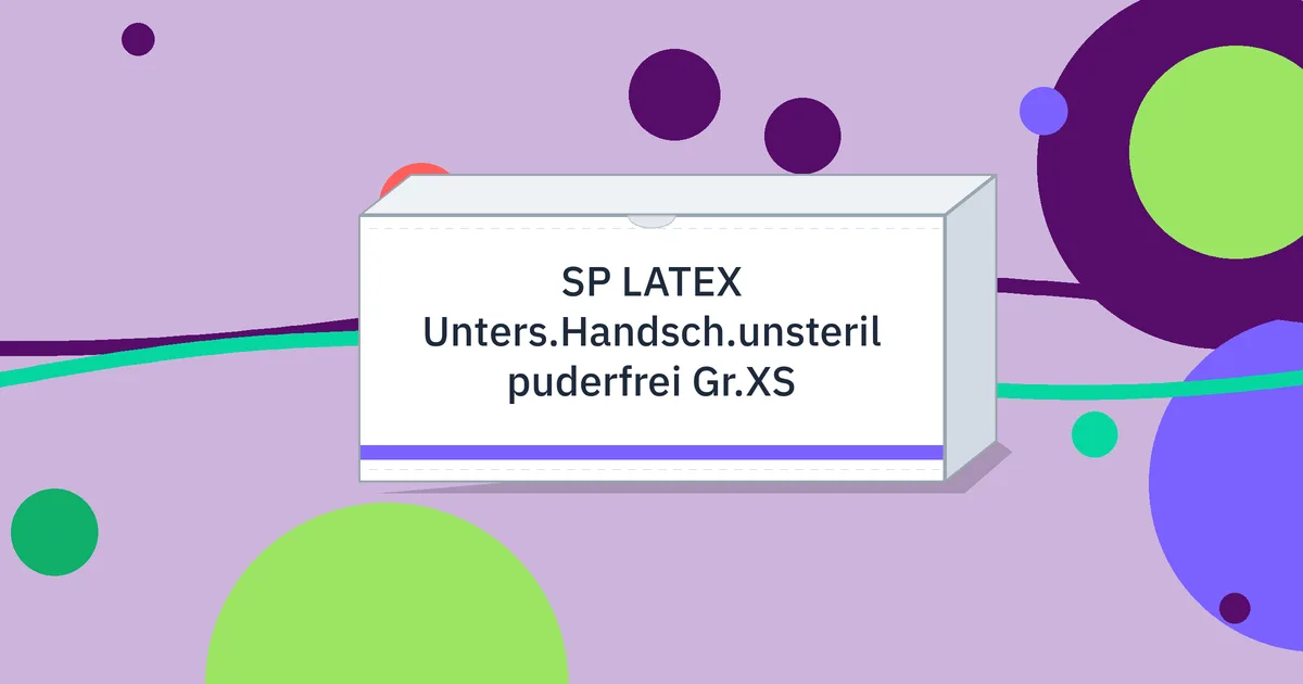 Symbolbild: Packung mit der Aufschrift SP LATEX Unters.Handsch.unsteril puderfrei Gr.XS (PZN 10534582) – Verfügbarkeit und Bezug in Apotheken in Frankfurt am Main