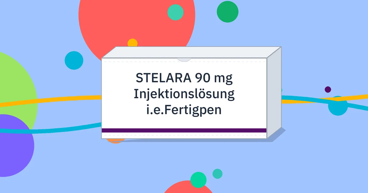 Symbolbild: Packung mit der Aufschrift STELARA 90 mg Injektionslösung i.e.Fertigpen (PZN 19076388) – Verfügbarkeit und Bezug in Apotheken in Frankfurt am Main