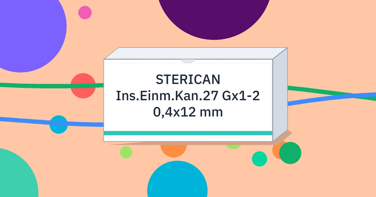 Symbolbild: Packung mit der Aufschrift STERICAN Ins.Einm.Kan.27 Gx1-2 0,4x12 mm (PZN 16016641) – Verfügbarkeit und Bezug in Apotheken in Frankfurt am Main