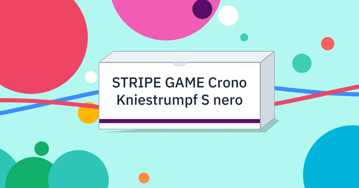Symbolbild: Packung mit der Aufschrift STRIPE GAME Crono Kniestrumpf S nero (PZN 20720340) – Verfügbarkeit und Bezug in Apotheken in Frankfurt am Main
