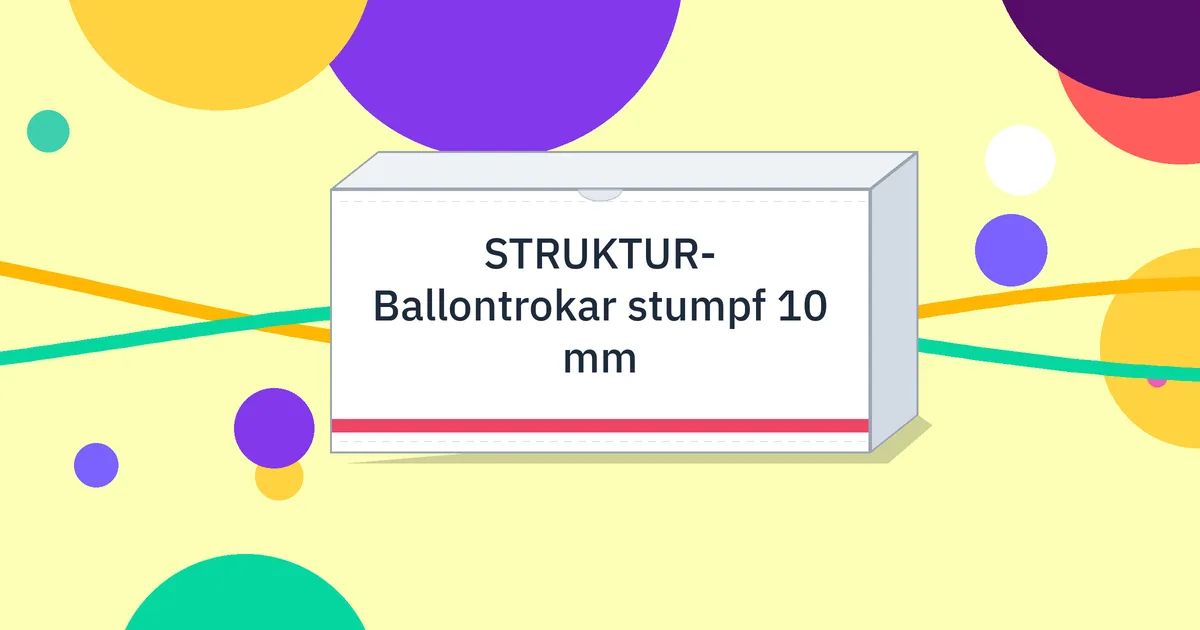 Symbolbild: Packung mit der Aufschrift STRUKTUR-Ballontrokar stumpf 10 mm (PZN 18258756) – Verfügbarkeit und Bezug in Apotheken in Frankfurt am Main