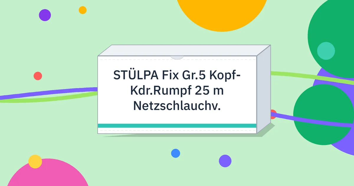 Symbolbild: Packung mit der Aufschrift STÜLPA Fix Gr.5 Kopf-Kdr.Rumpf 25 m Netzschlauchv. (PZN 15824178) – Verfügbarkeit und Bezug in Apotheken in Frankfurt am Main