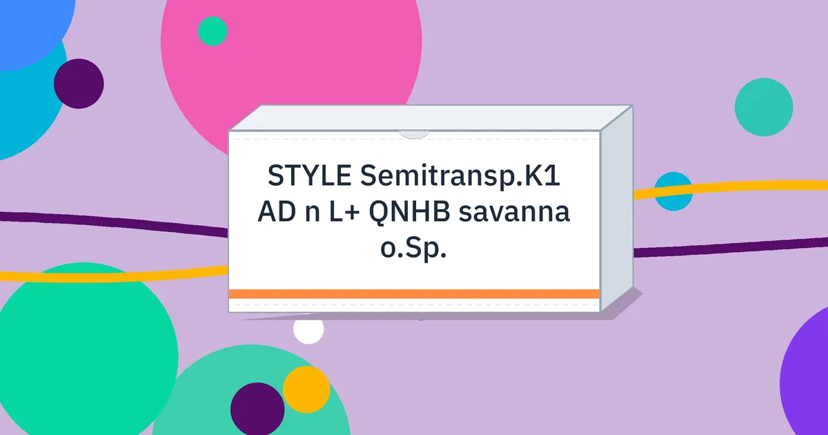 Symbolbild: Packung mit der Aufschrift STYLE Semitransp.K1 AD n L+ QNHB savanna o.Sp. (PZN 18869827) – Verfügbarkeit und Bezug in Apotheken in Frankfurt am Main