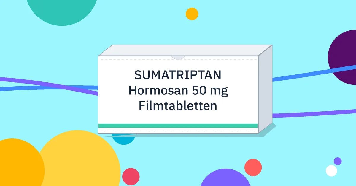 Symbolbild: Packung mit der Aufschrift SUMATRIPTAN Hormosan 50 mg Filmtabletten (PZN 10998407) – Verfügbarkeit und Bezug in Apotheken in Frankfurt am Main