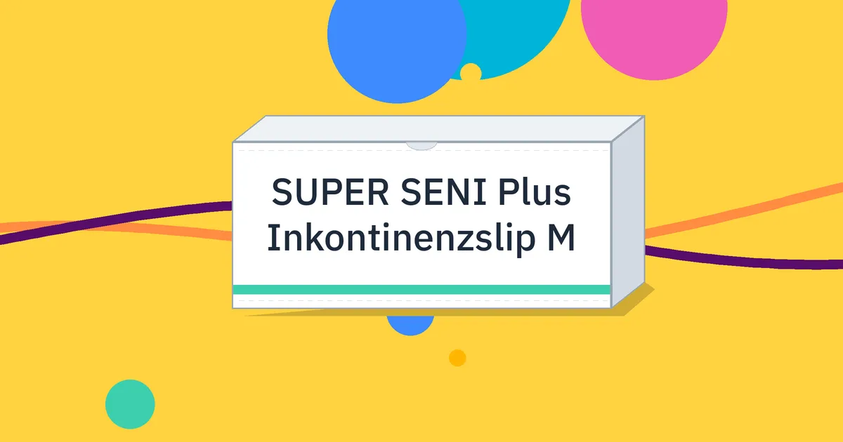 Symbolbild: Packung mit der Aufschrift SUPER SENI Plus Inkontinenzslip M (PZN 03141385) – Verfügbarkeit und Bezug in Apotheken in Frankfurt am Main