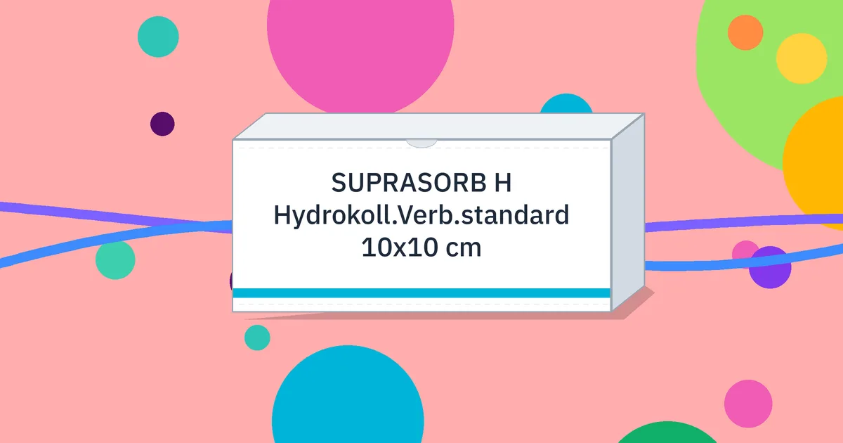 Symbolbild: Packung mit der Aufschrift SUPRASORB H Hydrokoll.Verb.standard 10x10 cm (PZN 16668579) – Verfügbarkeit und Bezug in Apotheken in Frankfurt am Main