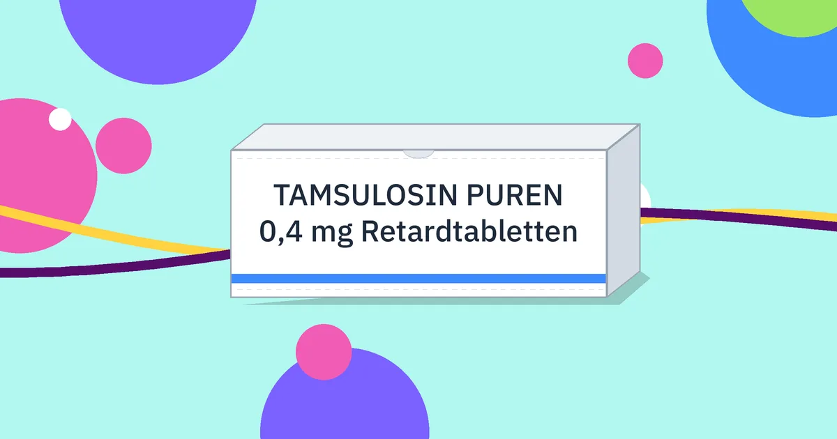 Symbolbild: Packung mit der Aufschrift TAMSULOSIN PUREN 0,4 mg Retardtabletten (PZN 17524500) – Verfügbarkeit und Bezug in Apotheken in Frankfurt am Main