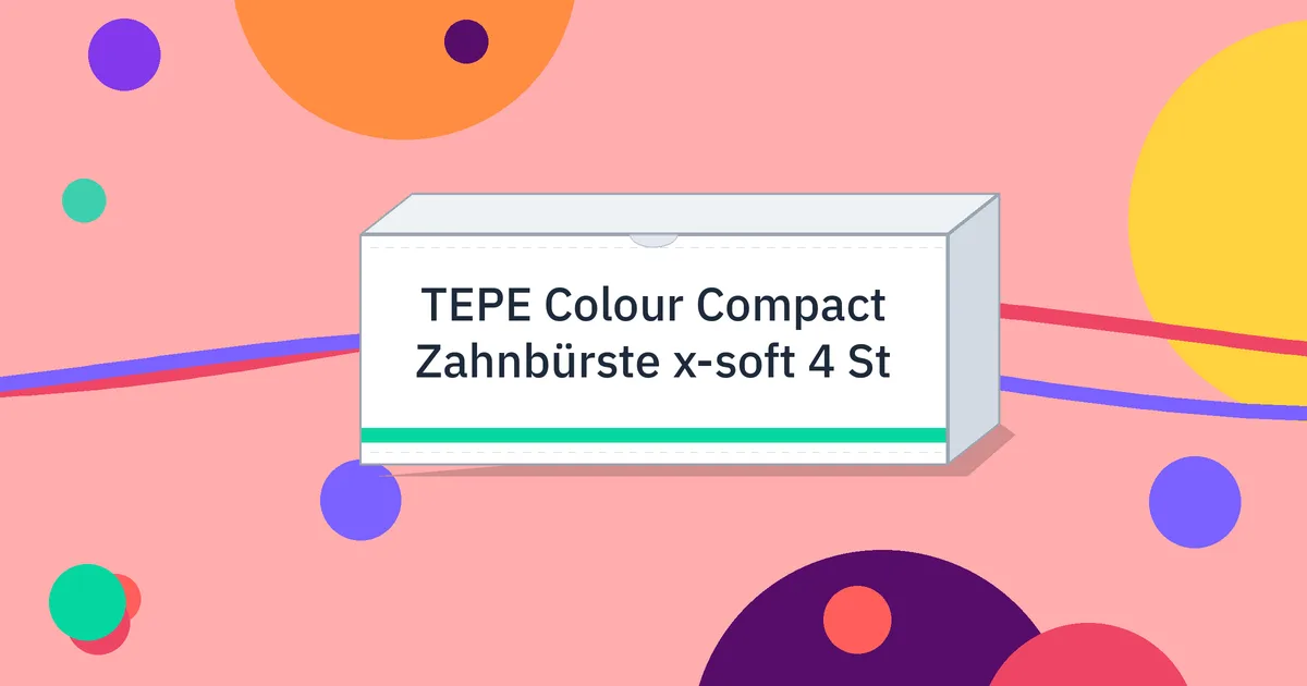 Symbolbild: Packung mit der Aufschrift TEPE Colour Compact Zahnbürste x-soft 4 St (PZN 18228844) – Verfügbarkeit und Bezug in Apotheken in Frankfurt am Main