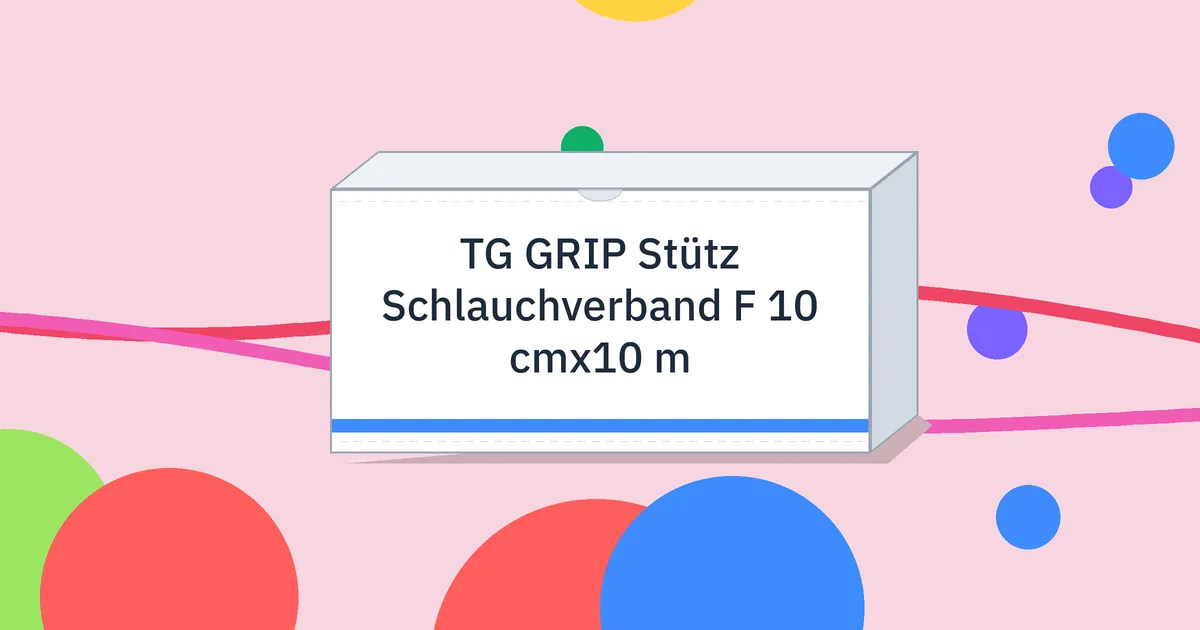 Symbolbild: Packung mit der Aufschrift TG GRIP Stütz Schlauchverband F 10 cmx10 m (PZN 15431036) – Verfügbarkeit und Bezug in Apotheken in Frankfurt am Main