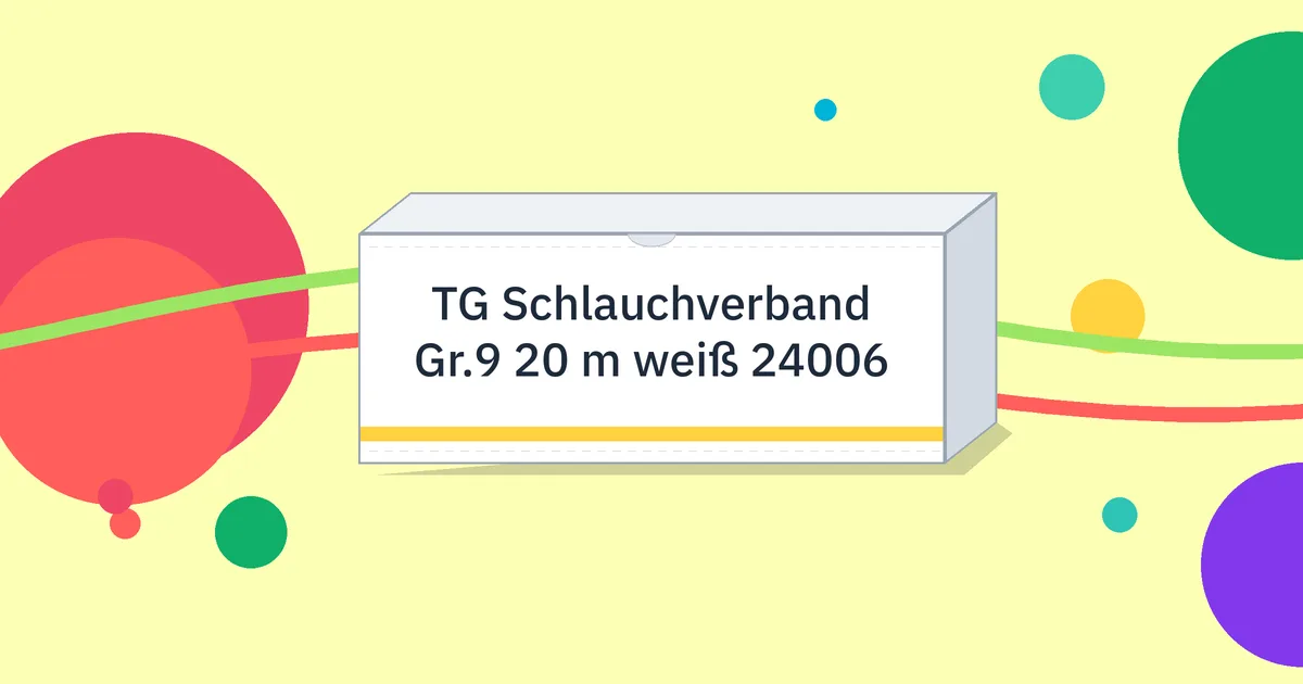 Symbolbild: Packung mit der Aufschrift TG Schlauchverband Gr.9 20 m weiß 24006 (PZN 01011649) – Verfügbarkeit und Bezug in Apotheken in Frankfurt am Main