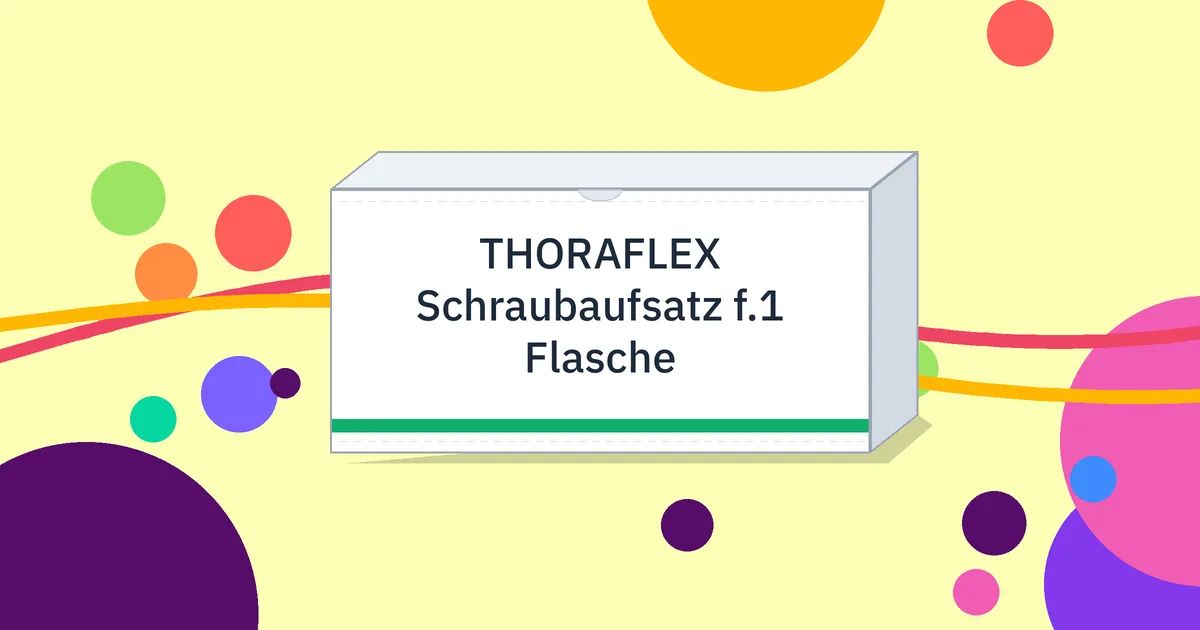 Symbolbild: Packung mit der Aufschrift THORAFLEX Schraubaufsatz f.1 Flasche (PZN 17483592) – Verfügbarkeit und Bezug in Apotheken in Frankfurt am Main