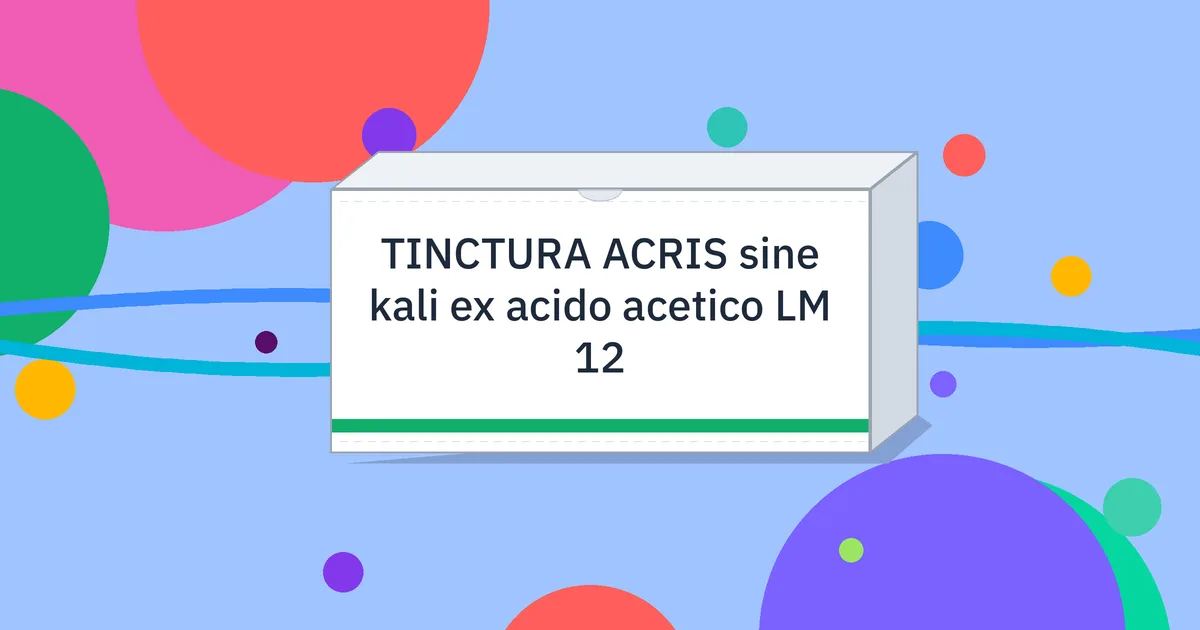 Symbolbild: Packung mit der Aufschrift TINCTURA ACRIS sine kali ex acido acetico LM 12 (PZN 13701572) – Verfügbarkeit und Bezug in Apotheken in Frankfurt am Main