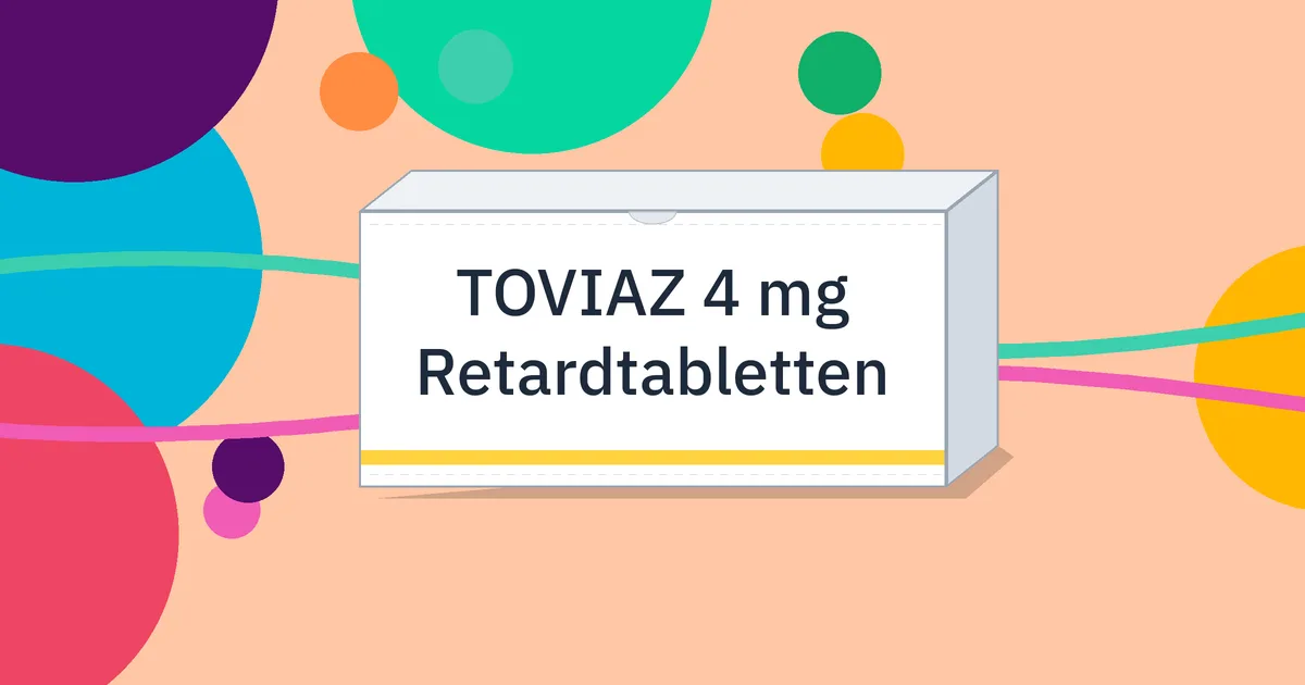Symbolbild: Packung mit der Aufschrift TOVIAZ 4 mg Retardtabletten (PZN 13892483) – Verfügbarkeit und Bezug in Apotheken in Frankfurt am Main