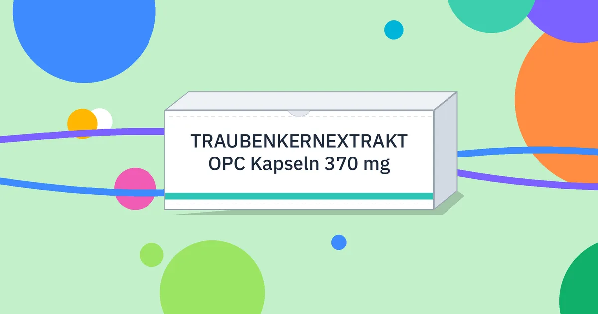 Symbolbild: Packung mit der Aufschrift TRAUBENKERNEXTRAKT OPC Kapseln 370 mg (PZN 16839420) – Verfügbarkeit und Bezug in Apotheken in Frankfurt am Main