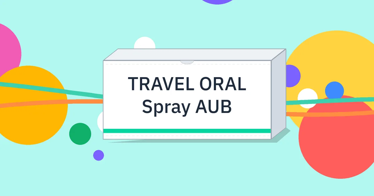 Symbolbild: Packung mit der Aufschrift TRAVEL ORAL Spray AUB (PZN 18906379) – Verfügbarkeit und Bezug in Apotheken in Frankfurt am Main