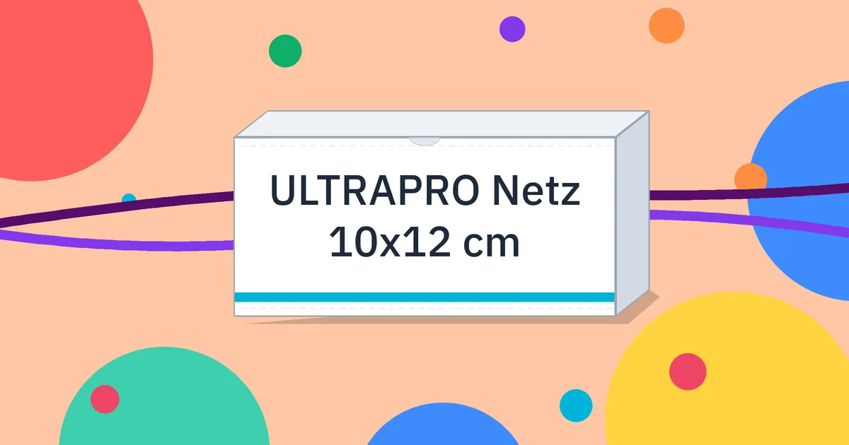 Symbolbild: Packung mit der Aufschrift ULTRAPRO Netz 10x12 cm (PZN 16256115) – Verfügbarkeit und Bezug in Apotheken in Frankfurt am Main