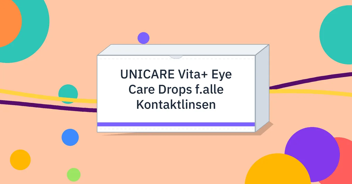 Symbolbild: Packung mit der Aufschrift UNICARE Vita+ Eye Care Drops f.alle Kontaktlinsen (PZN 11089925) – Verfügbarkeit und Bezug in Apotheken in Frankfurt am Main
