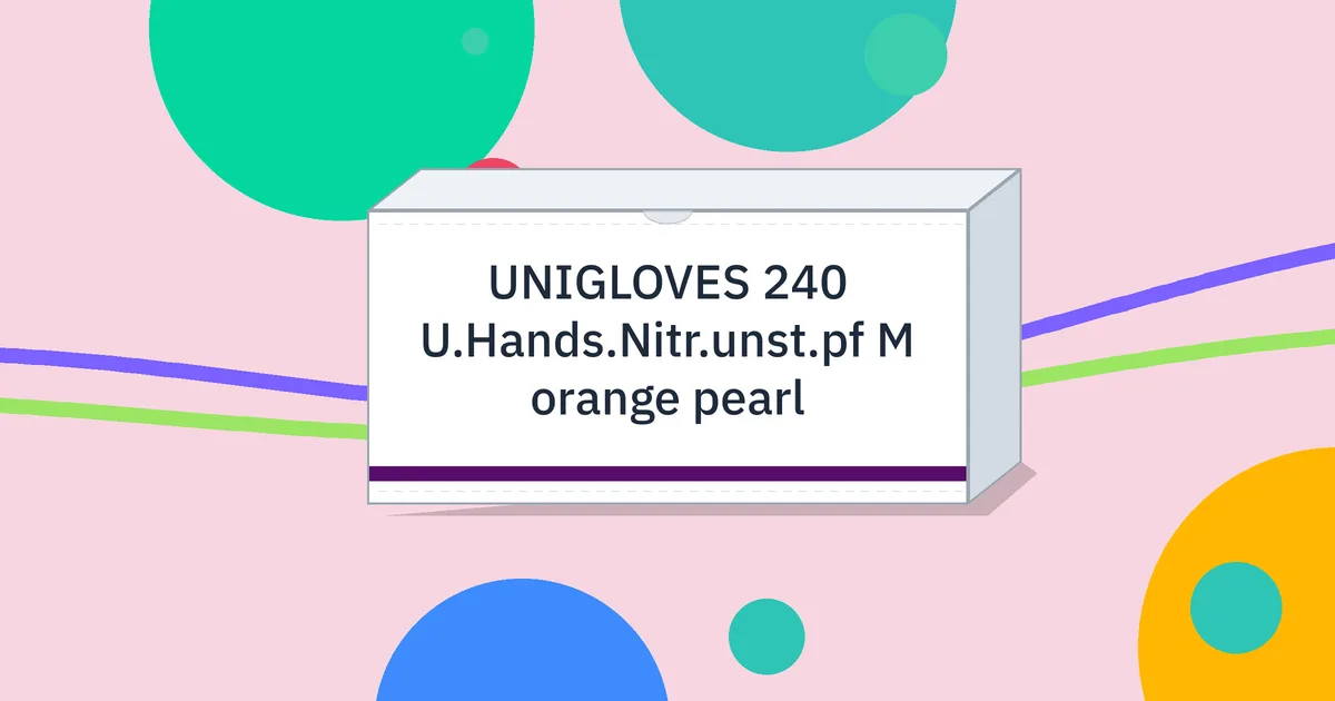 Symbolbild: Packung mit der Aufschrift UNIGLOVES 240 U.Hands.Nitr.unst.pf M orange pearl (PZN 18101693) – Verfügbarkeit und Bezug in Apotheken in Frankfurt am Main