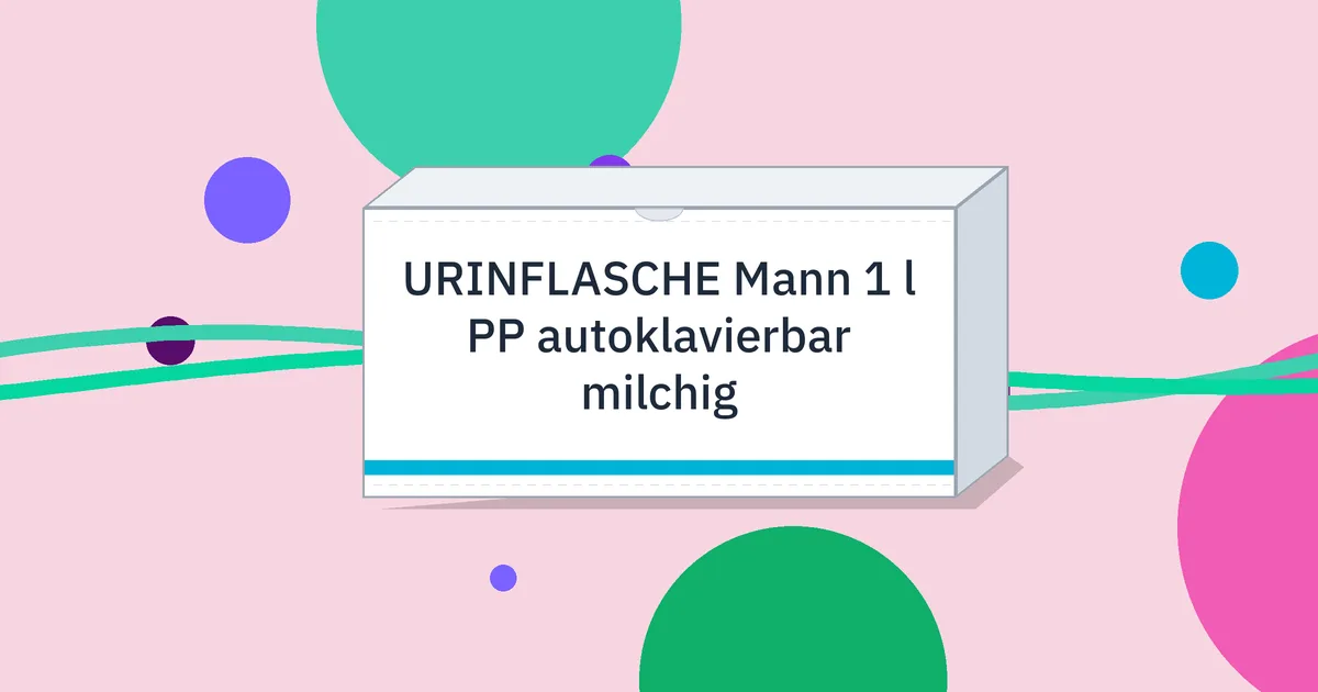 Symbolbild: Packung mit der Aufschrift URINFLASCHE Mann 1 l PP autoklavierbar milchig (PZN 10627421) – Verfügbarkeit und Bezug in Apotheken in Frankfurt am Main