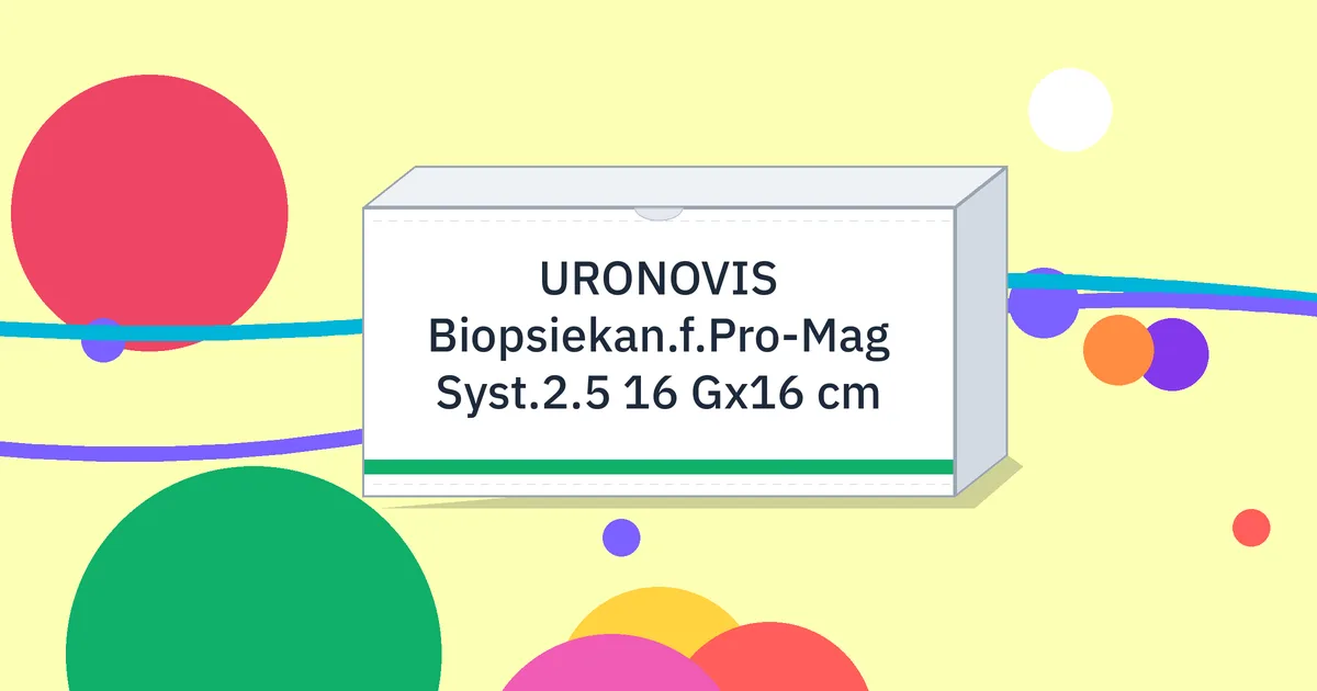 Symbolbild: Packung mit der Aufschrift URONOVIS Biopsiekan.f.Pro-Mag Syst.2.5 16 Gx16 cm (PZN 00813944) – Verfügbarkeit und Bezug in Apotheken in Frankfurt am Main