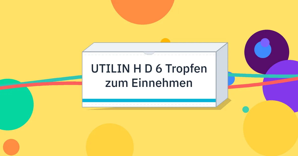 Symbolbild: Packung mit der Aufschrift UTILIN H D 6 Tropfen zum Einnehmen (PZN 13660264) – Verfügbarkeit und Bezug in Apotheken in Frankfurt am Main