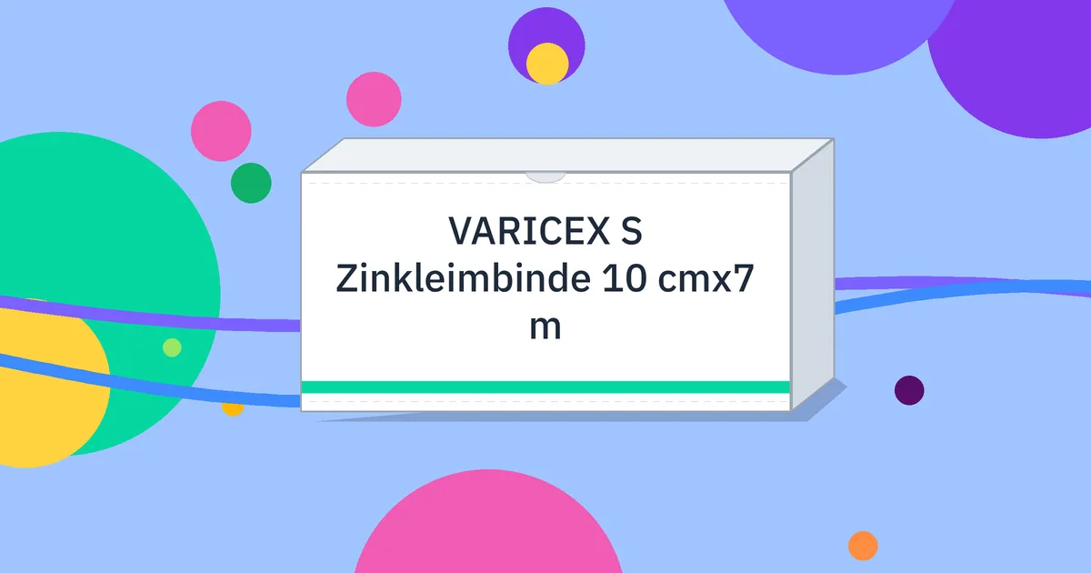Symbolbild: Packung mit der Aufschrift VARICEX S Zinkleimbinde 10 cmx7 m (PZN 00659650) – Verfügbarkeit und Bezug in Apotheken in Frankfurt am Main