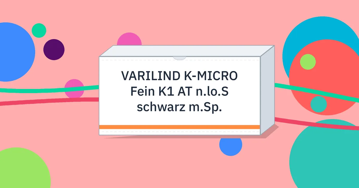Symbolbild: Packung mit der Aufschrift VARILIND K-MICRO Fein K1 AT n.lo.S schwarz m.Sp. (PZN 20552380) – Verfügbarkeit und Bezug in Apotheken in Frankfurt am Main
