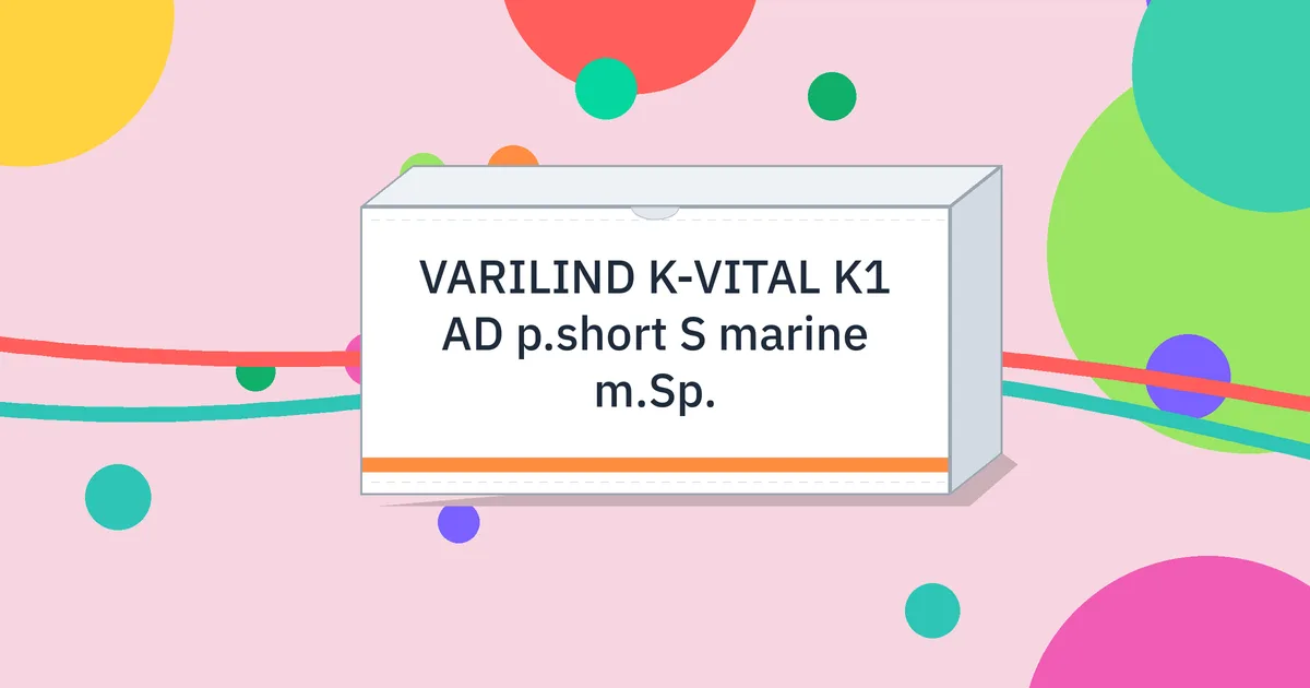 Symbolbild: Packung mit der Aufschrift VARILIND K-VITAL K1 AD p.short S marine m.Sp. (PZN 20566287) – Verfügbarkeit und Bezug in Apotheken in Frankfurt am Main